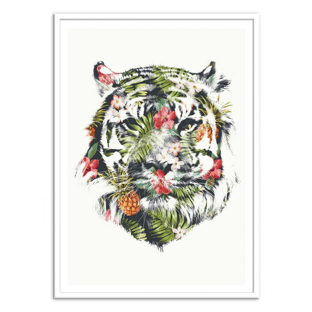Art-Poster - Tropical Tiger - Robert Farkas - avec cadre blanc 50 x 70 cm | Leroy Merlin