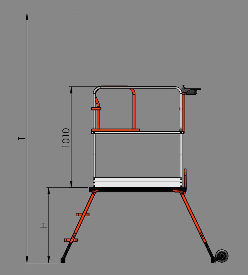 Plataforma de trabajo MOBILE de acero regulable en 7 alturas – sistema ...