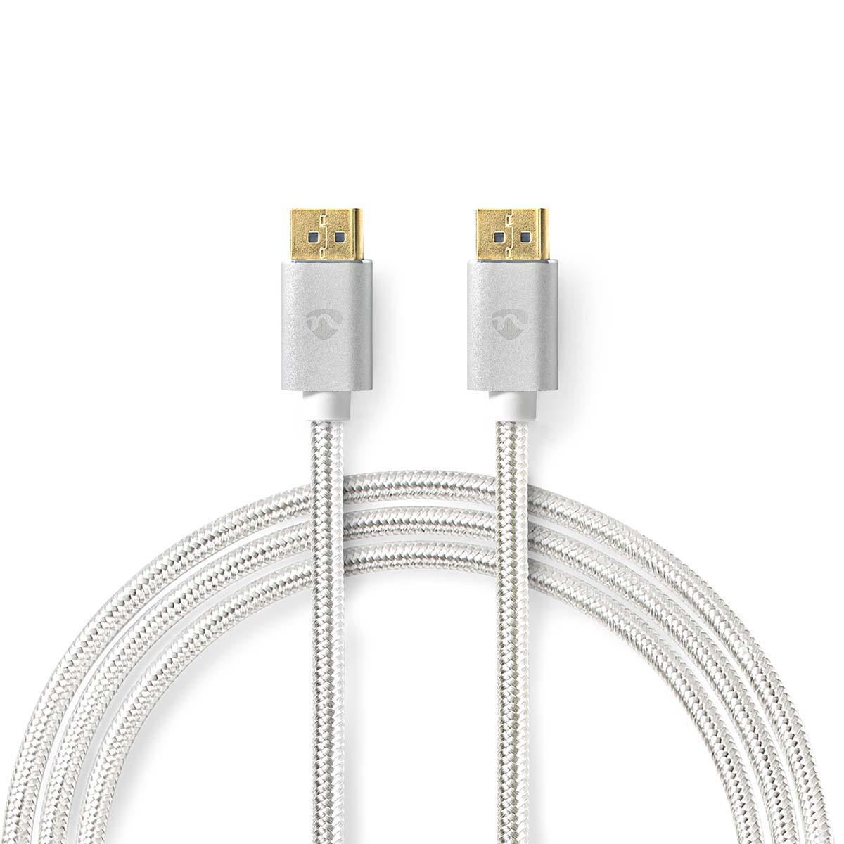 2m Displayport cable - 8K60Hz plugs - silver | Leroy Merlin