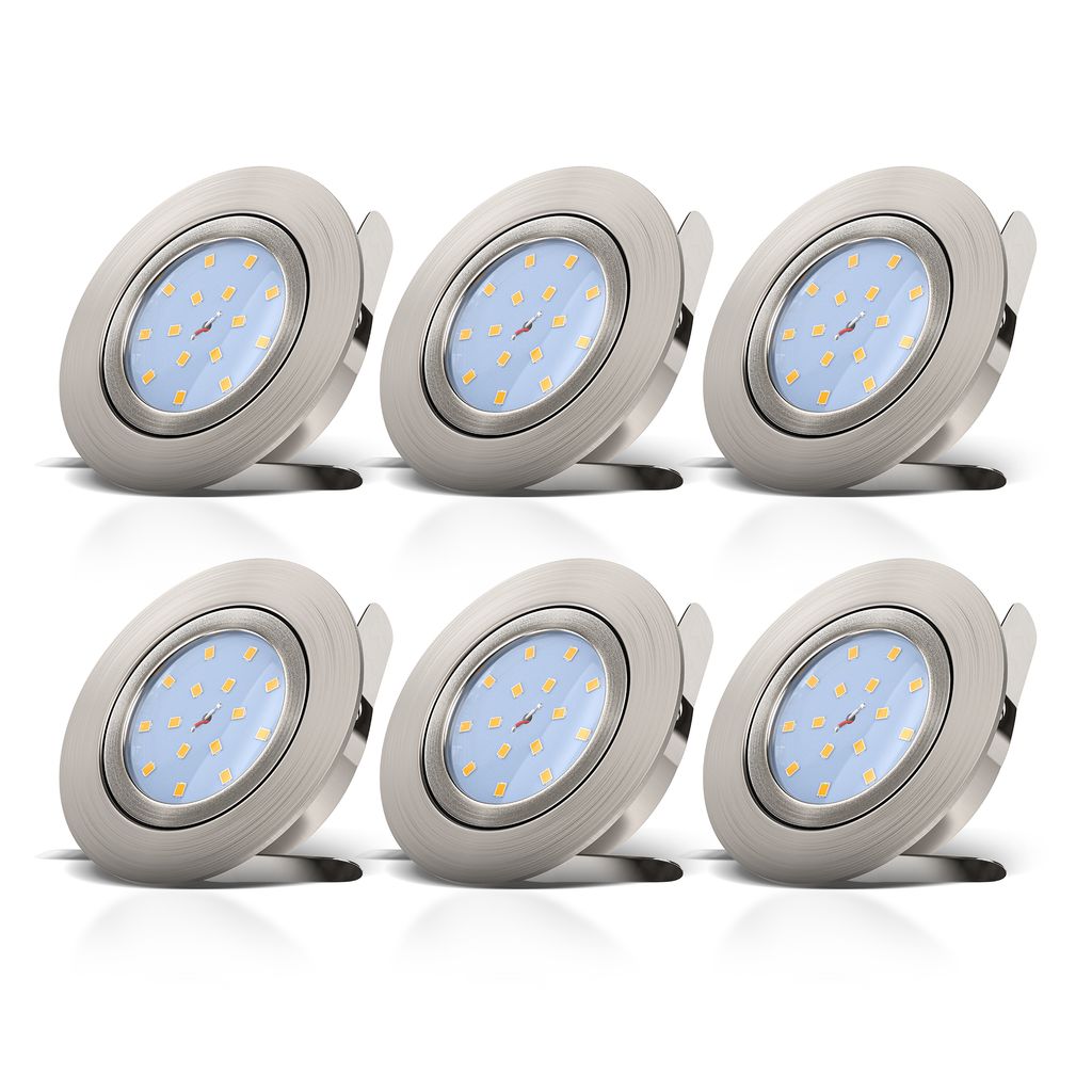 Lot de 6 spots LED encastrables orientables dimmables – Blanc chaud 3000K – 470lm – IP23 – Ø68mm ...