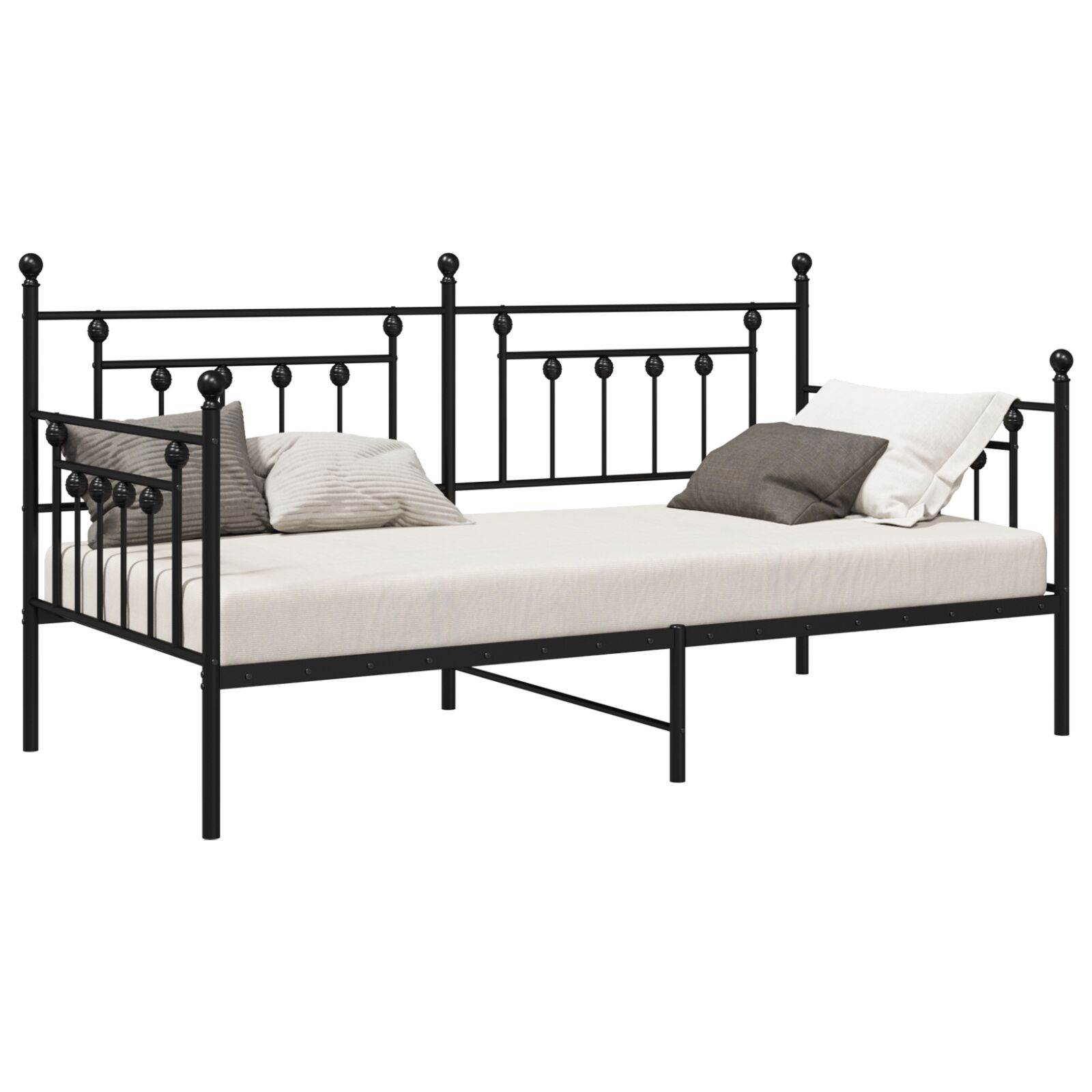 Cama individual | Cama para adultos | Estructura de Cama Daybed Negra 107x203 cm de Acero ...