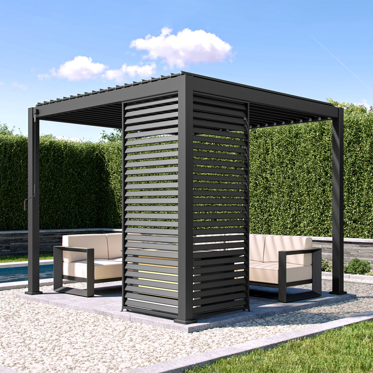 MIRADOR 111DA 1,23m Pared de lamas aluminio, antracita para la Pérgola ...