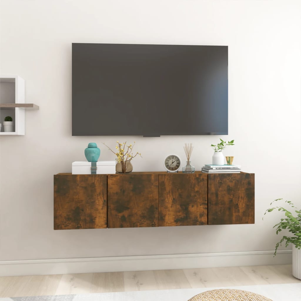 Muebles para TV colgantes 2 uds roble ahumado 60x30x30 cm | Leroy Merlin