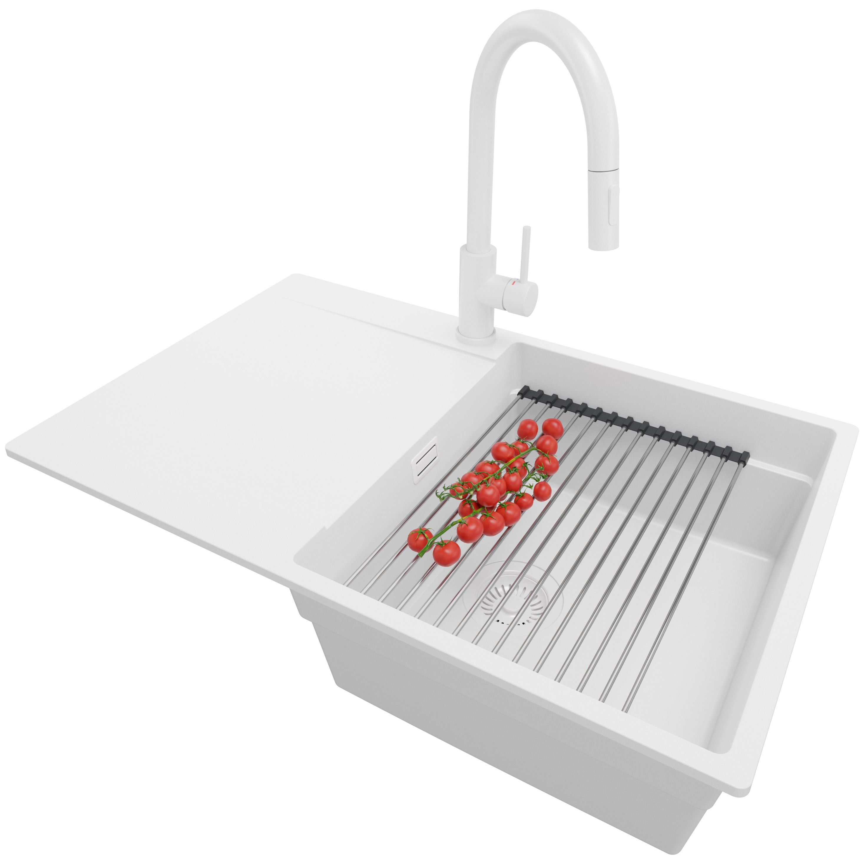 PRIMAGRAN Fregadero Granito Todo Blanco 78x50cm, Fregadero Cocina 1 ...