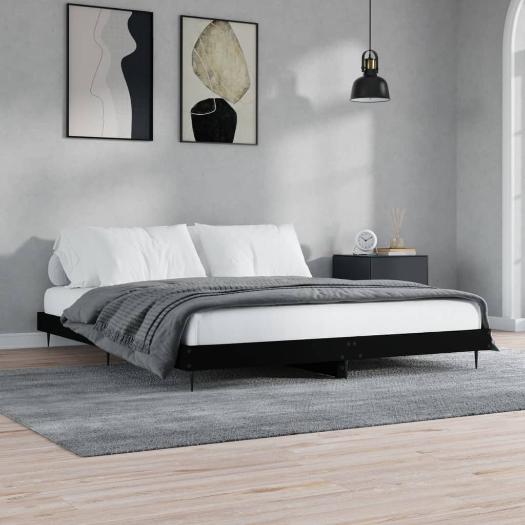 Estructura de cama negra de madera contrachapada 120x200 cm | Leroy Merlin