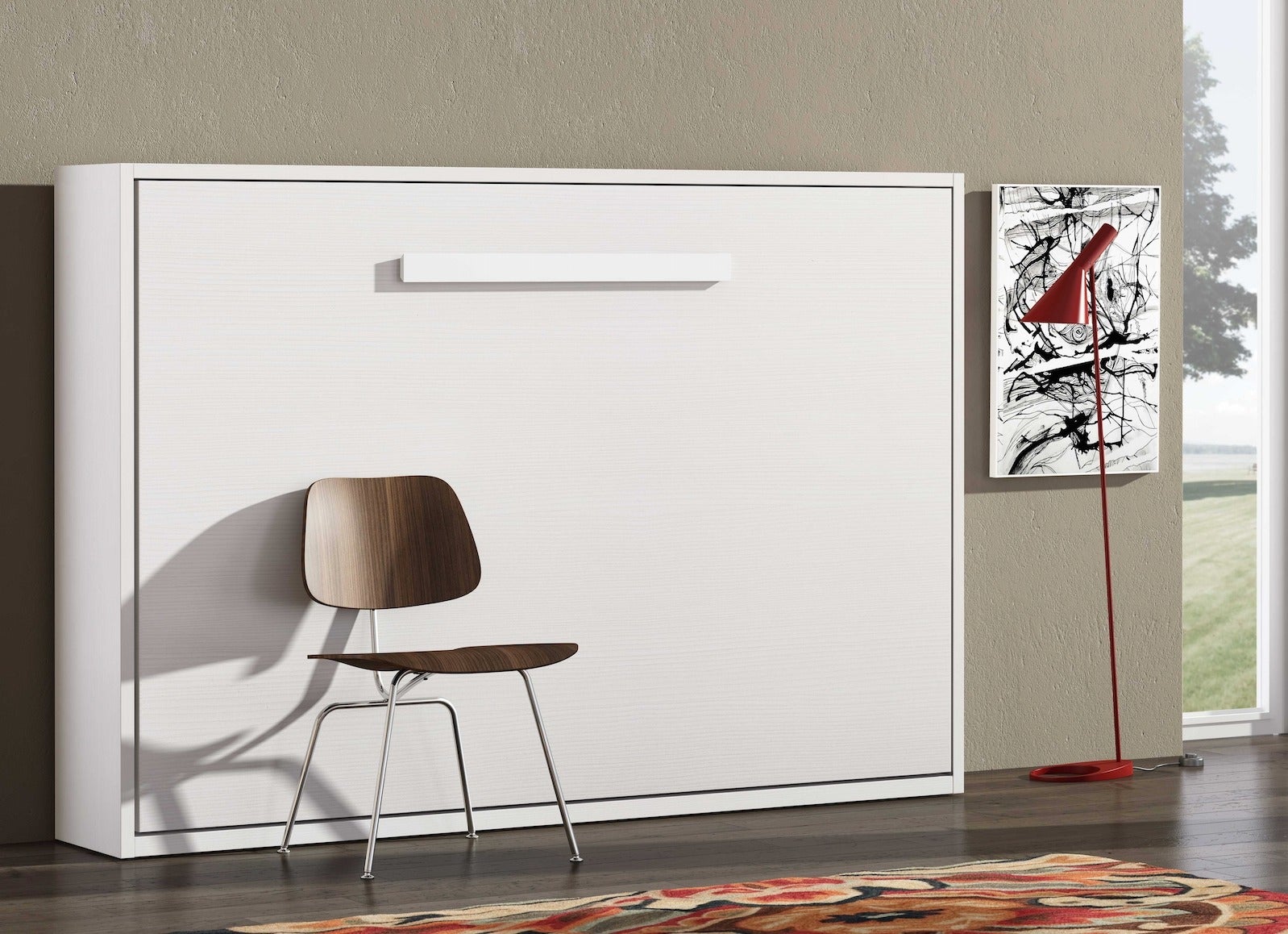 Lit escamotable horizontal 160x200 Optima-Coffrage Chêne 3D-Façade ...