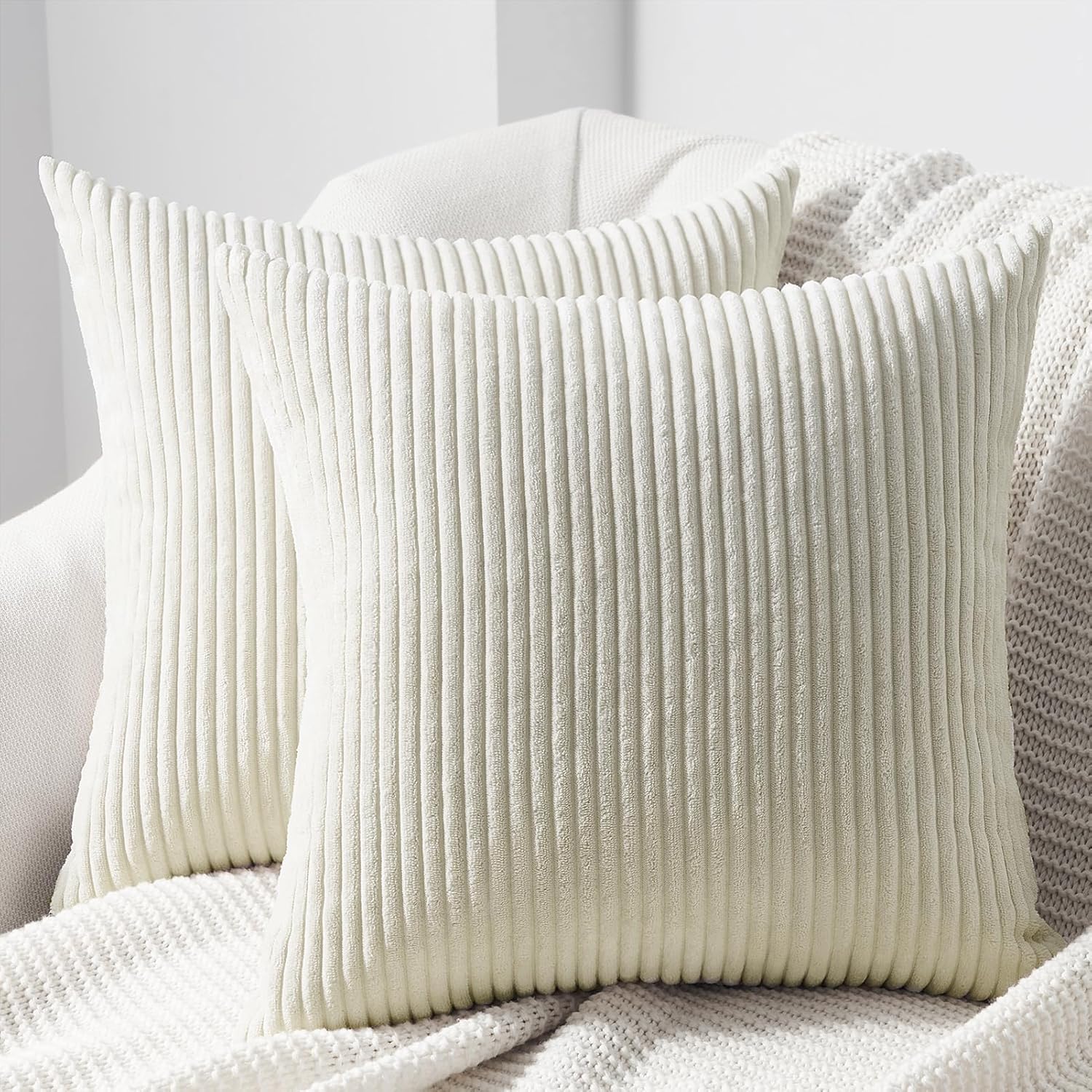 2-piece decorative cushion cover set, soft corduroy fabric, suitable ...