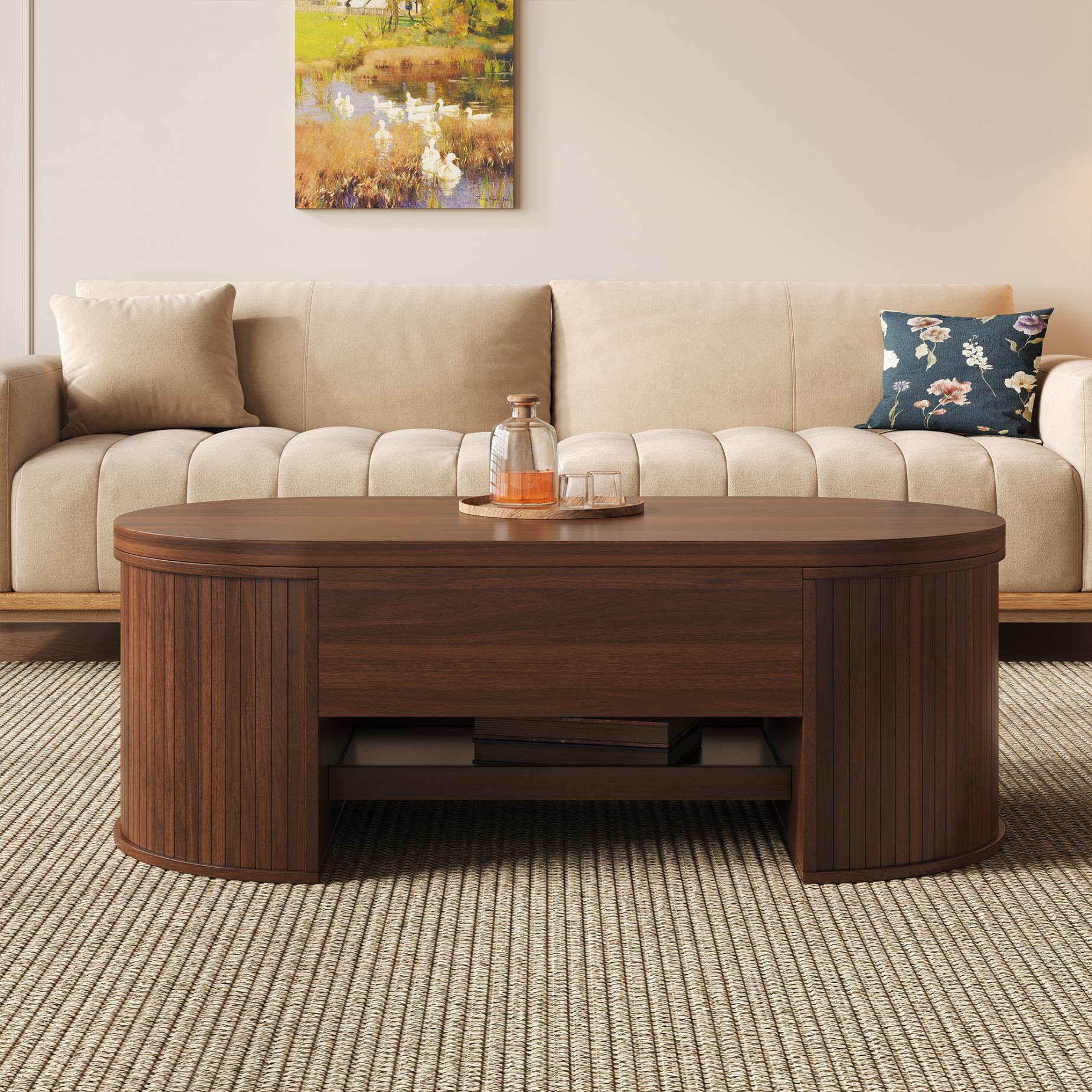 Mesa de centro elevable multifuncional con tablero ajustable, estante ...