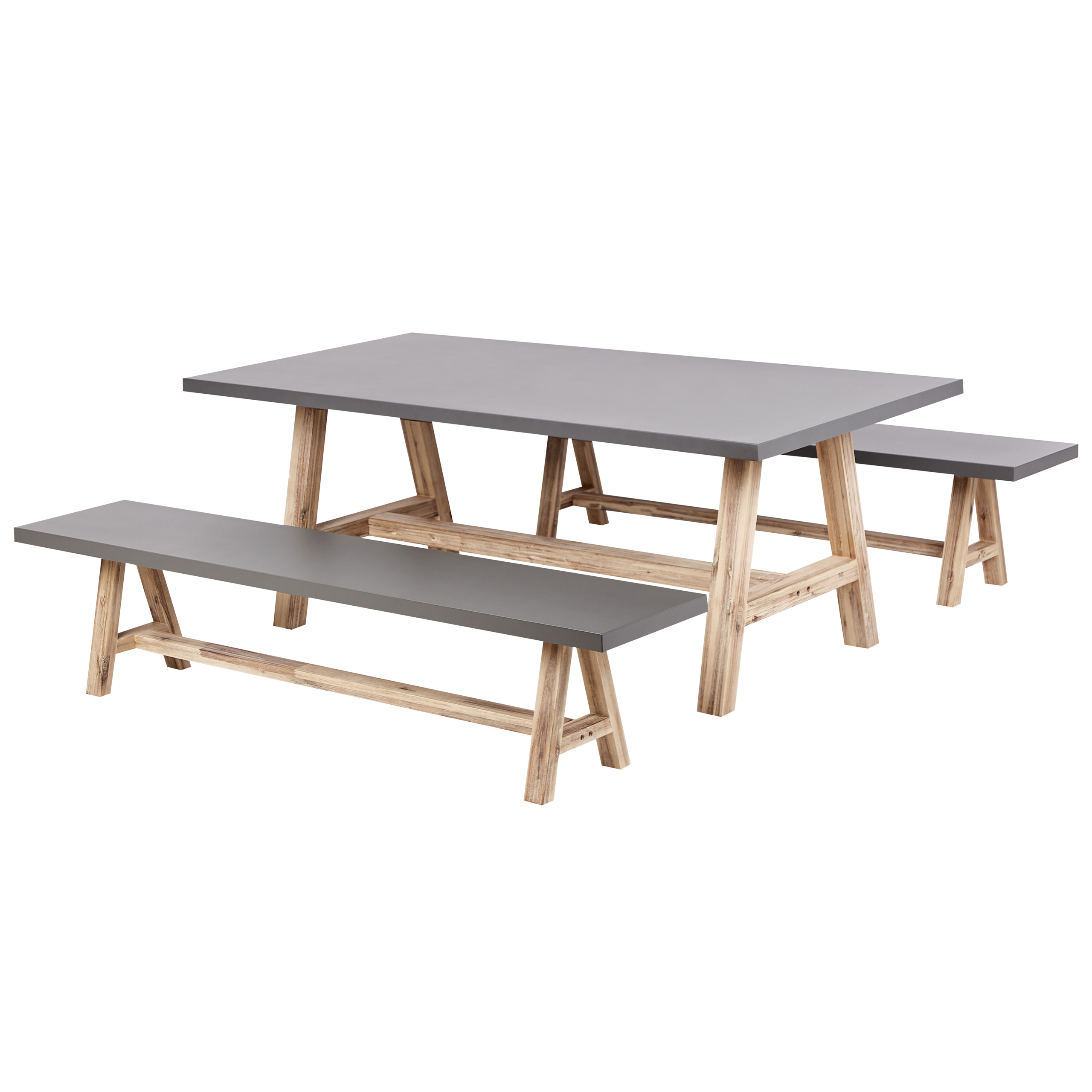 Table avec banc TONNARE Béton 200x100x75 cm Gris | Leroy Merlin