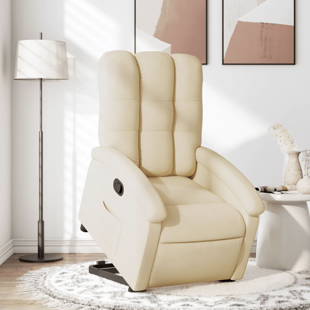 Sillón reclinable elevable de tela color crema – ComfortXL | Leroy Merlin