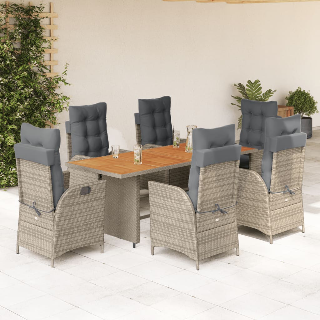 Ensemble à manger de jardin et coussins 7 pcs | Salon de jardin gris ...