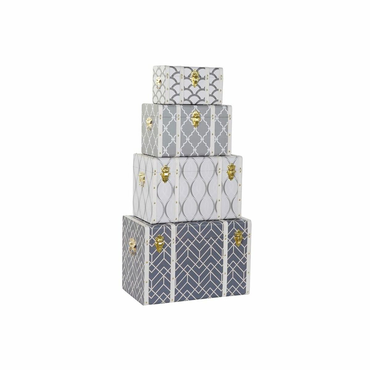 Coffre DKD Home Decor Blanc Gris Polyuréthane Bois MDF (4 pcs) | Leroy ...