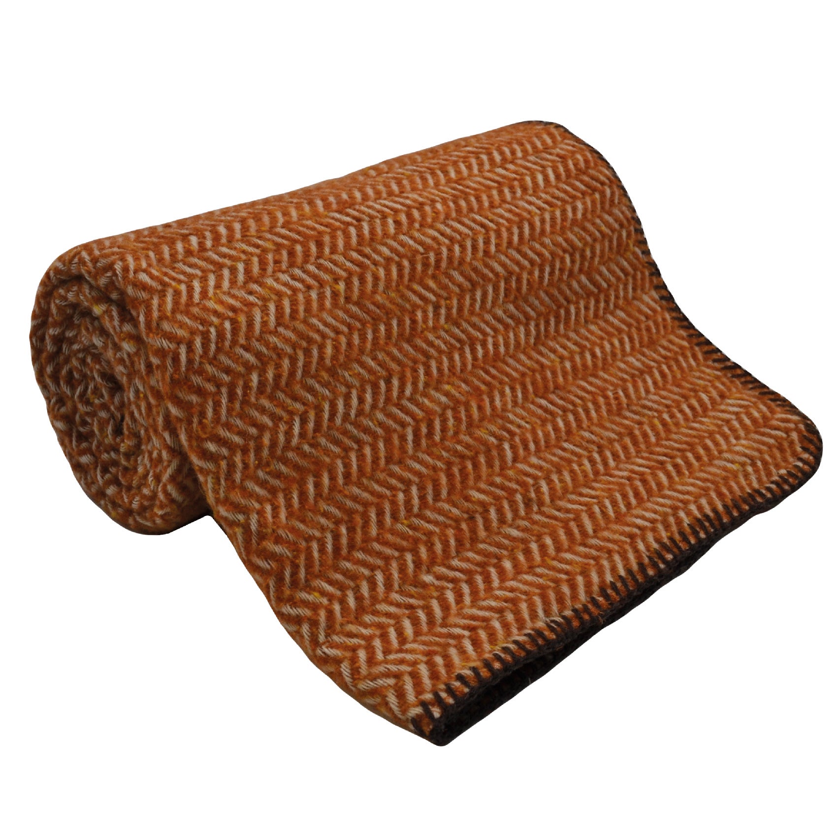 Plaid en laine avec motif chevron - Marron glacé - 120x180 cm - Laine ...