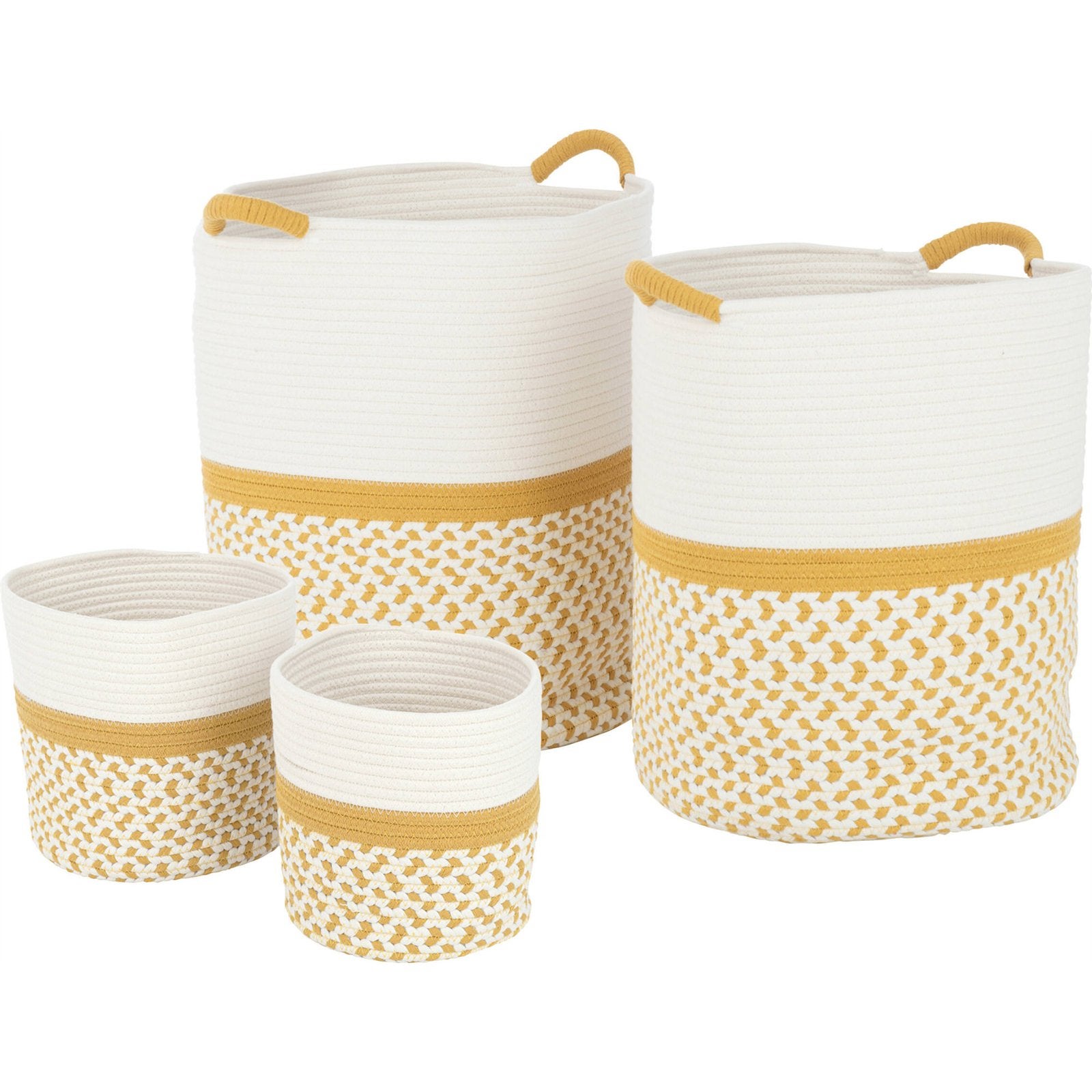 Panier rond textile blanc orange motif élégant pour rangement maison 52 ...
