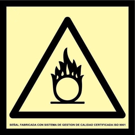 Señal comburente: aviso para riesgos químicos