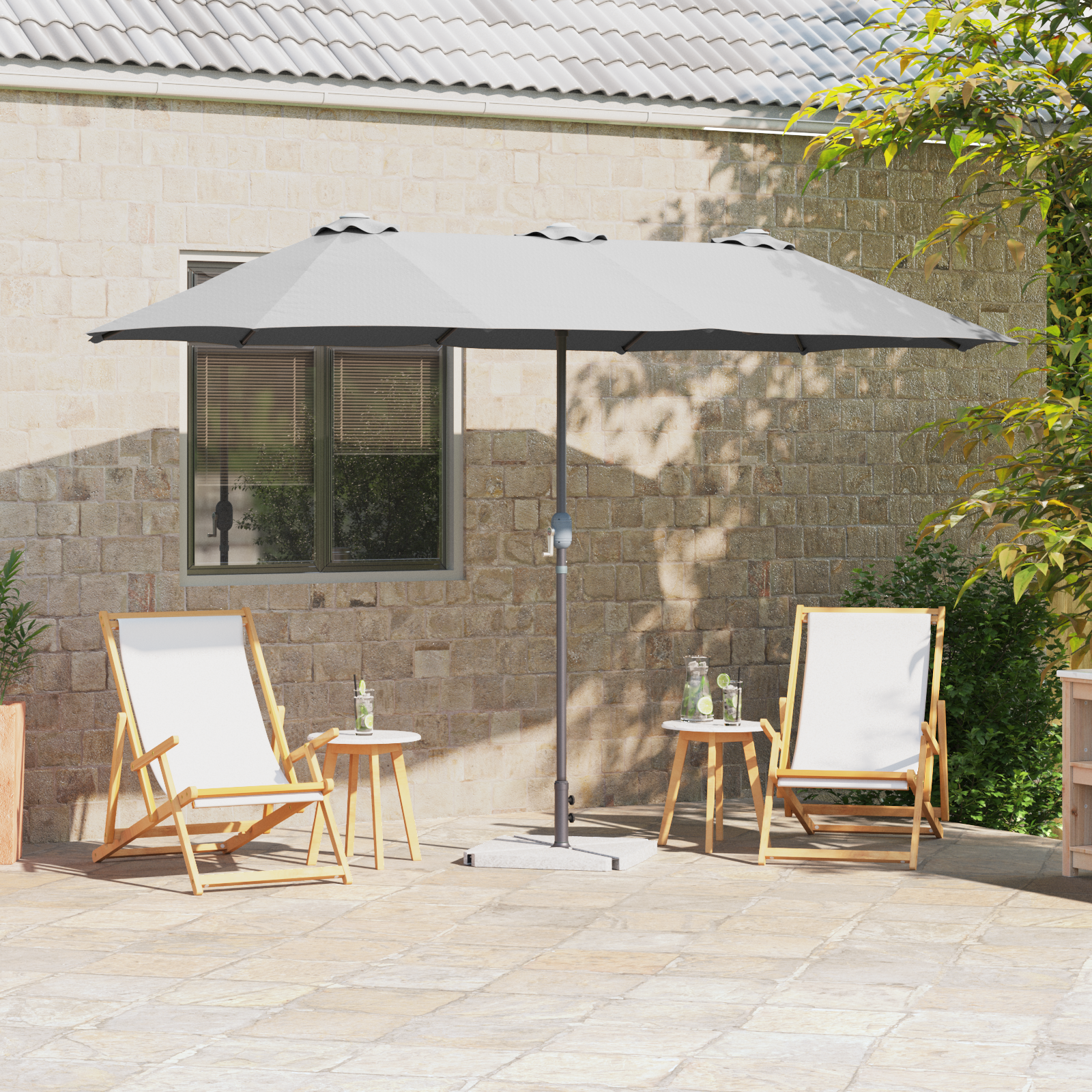 Parasol de jardin Sable 370 x 197 x 239 cm vidaXL | Leroy Merlin