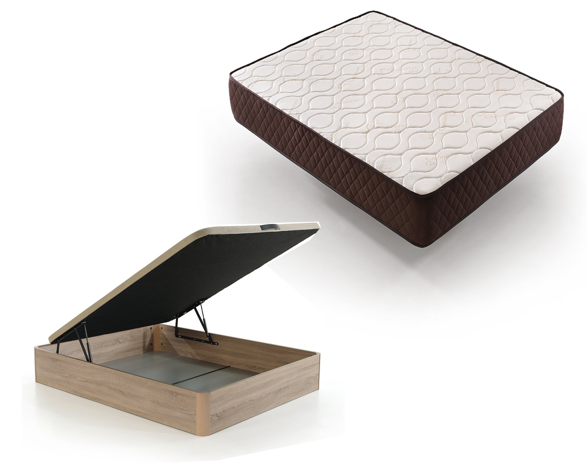 Pack Colchon Descansin + Canape Abatible 160 x 190 | Color Beis | Maxima Comodidad | Gran ...