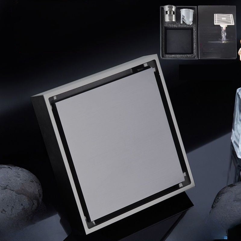 Siphon de douche carré en acier inoxydable gris 10*10cm, Siphon de sol ...