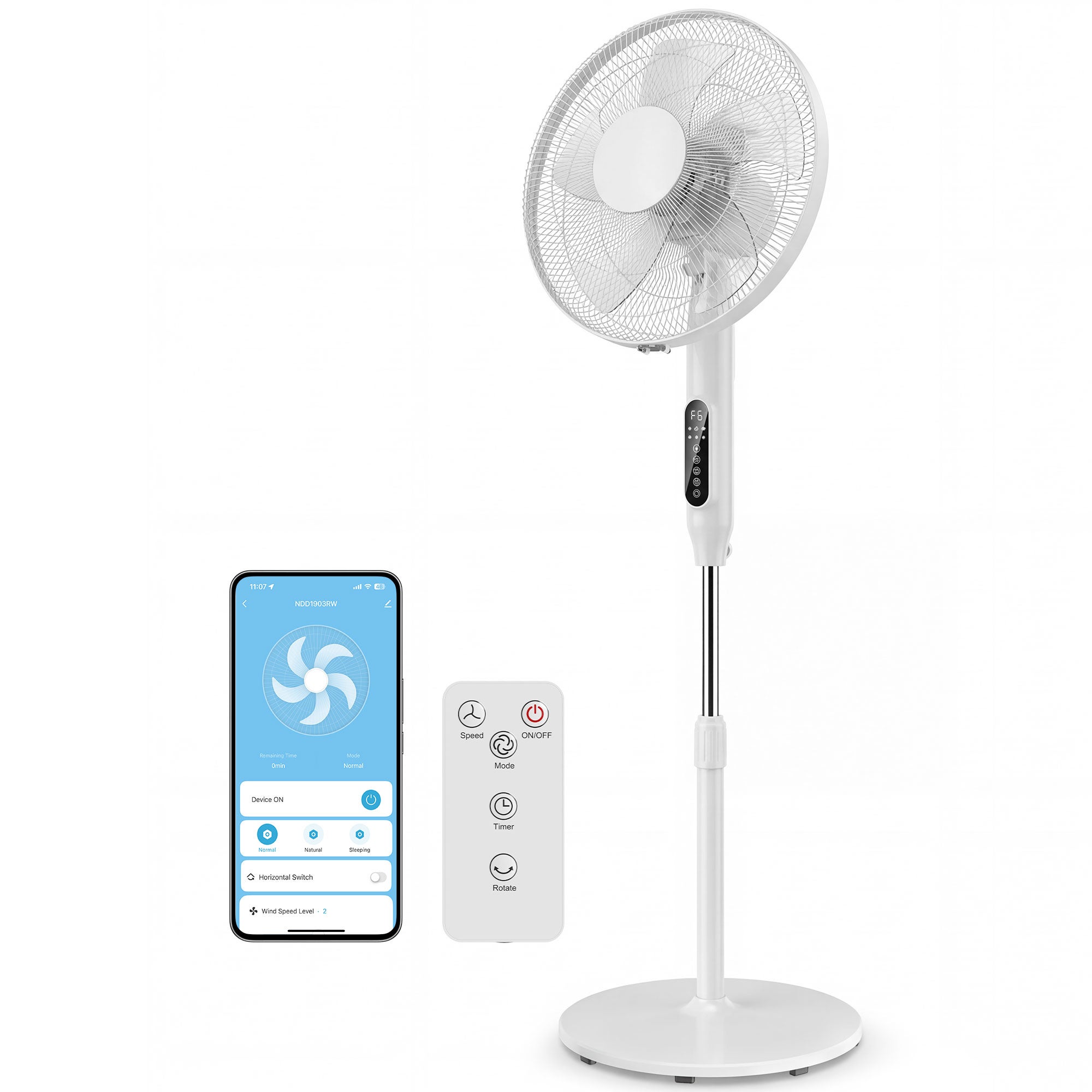 Ventilador de pedestal con temporizador de 15 horas, oscilación de 85 ...