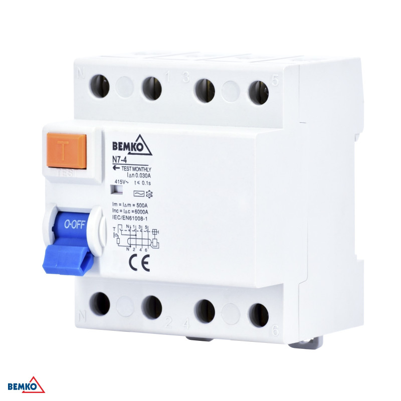 Disjoncteur différentiel tétrapolaire 25A 300mA - Protection AC 4kV - Rail DIN 4 modules | Leroy ...