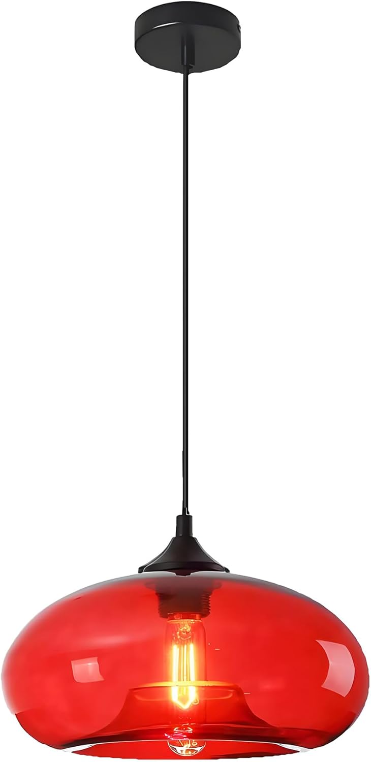 Lustre rond en verre coloré de style industriel rétro avec lumière ...