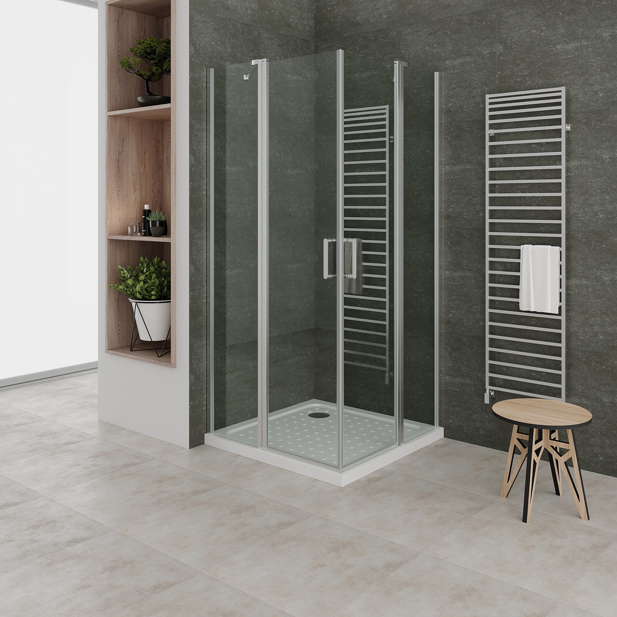 Mampara de Ducha Linda 80x95x190 cm con Puertas Articuladas, Perfiles ...