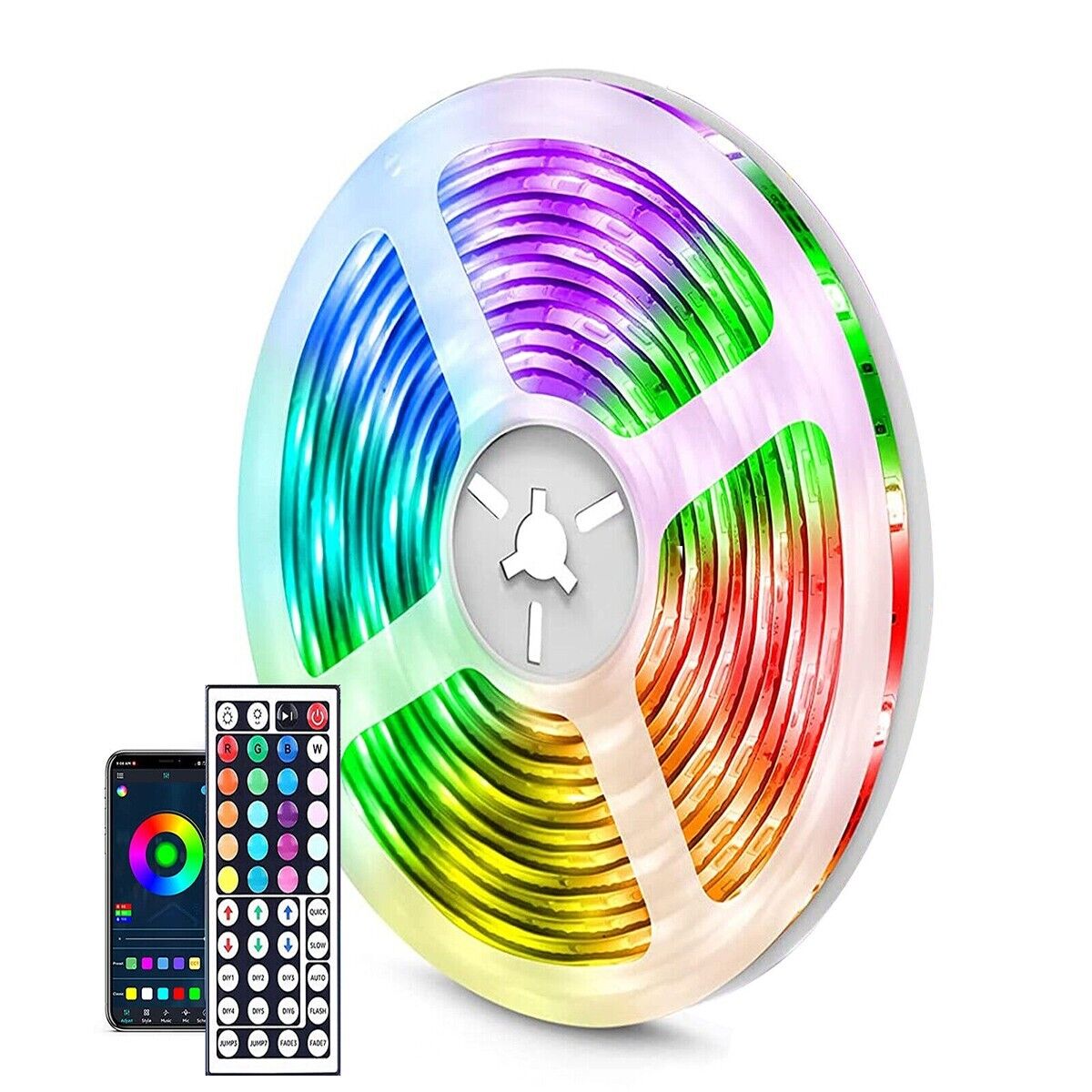 TIRA LED ADHESIVA DE 5MT SMD 5050 RGB MULTICOLOR CONTROL REMOTO CON APLICACIÓN INTELIGENTE ...
