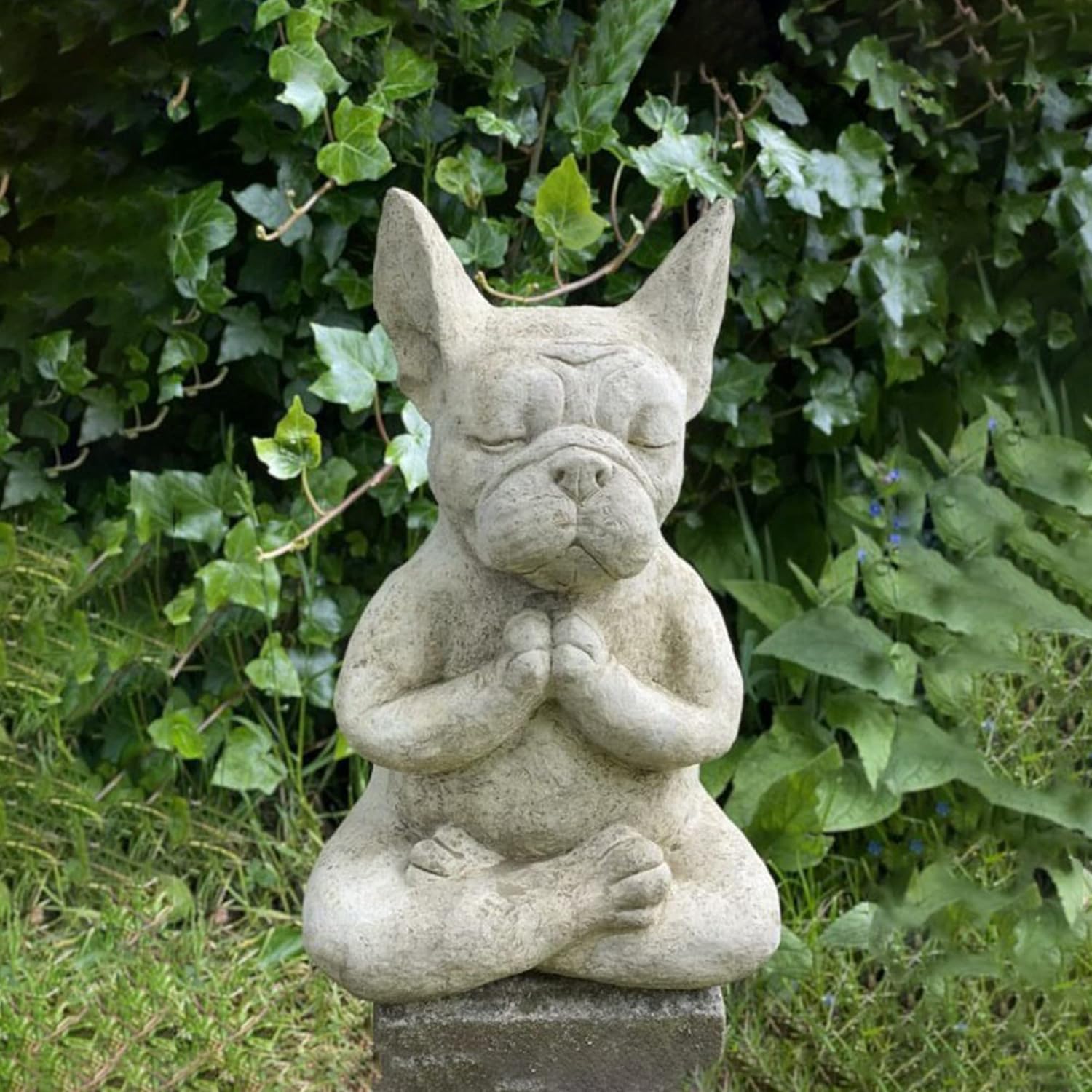 Statue Bouddha Bulldog Chien Yoga Méditation Zen Décoration Jardin ...