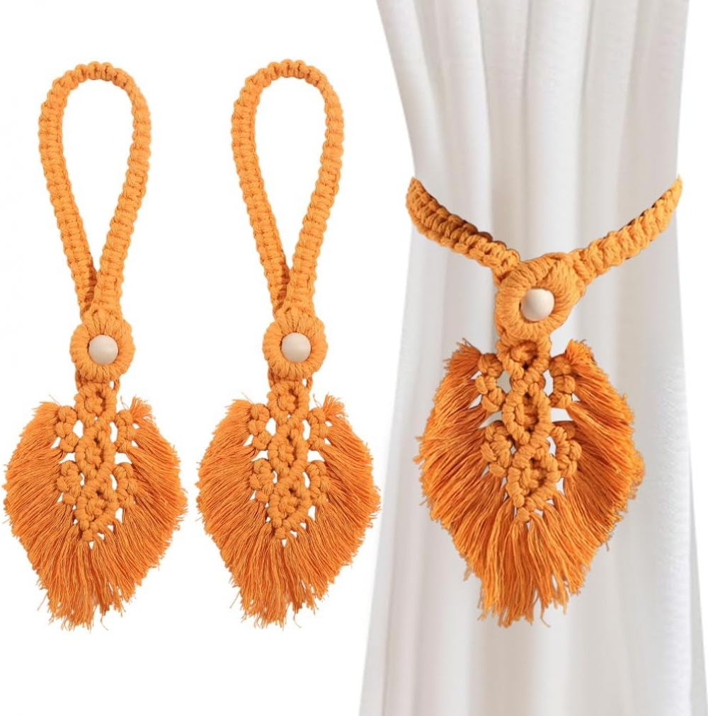 Lot de 2 attaches de rideaux rustiques en corde de bohème, tissées à la ...