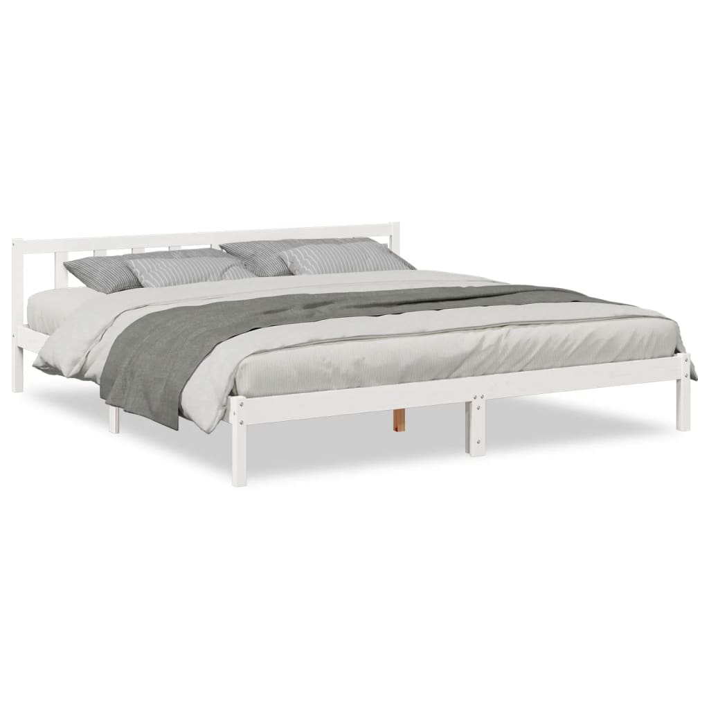 Lit extra long sans matelas, bois de pin massif, blanc, 200x210cm ...