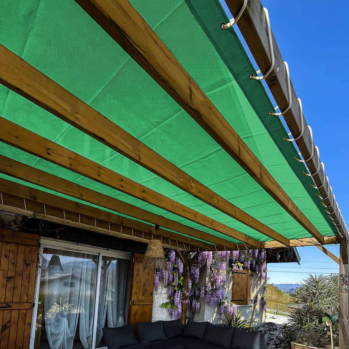 Toile Pergola Micro-Perforée Verte 3x3 m - Garantie 5 ans TECPLAST ...