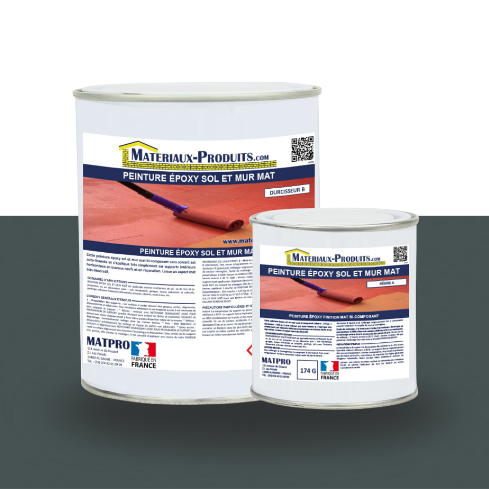 Peinture époxy sol et mur mat Kit de 1 Kg Gris Anthracite RAL 7016 ...