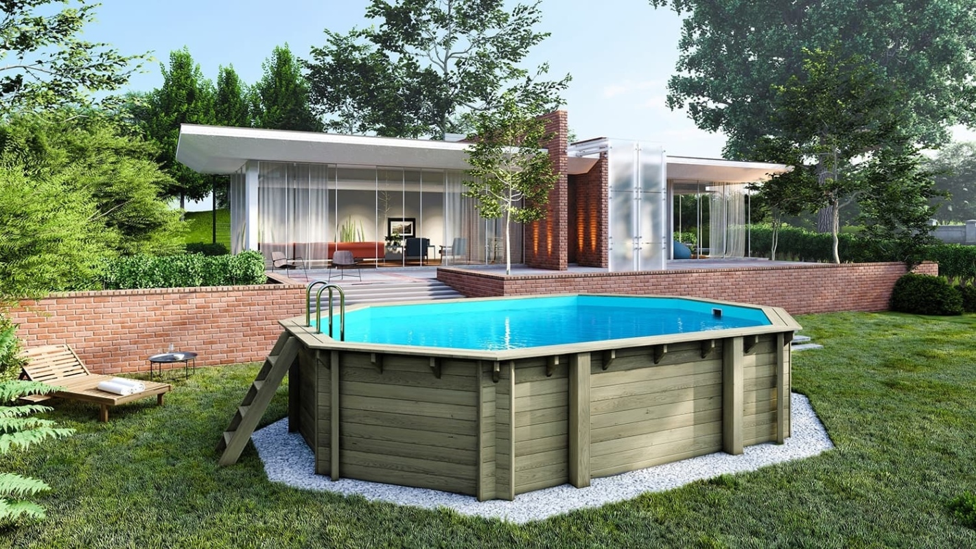 Piscina in legno 6,57x4,57 - H.1,31 m - con filtrazione e locale ...