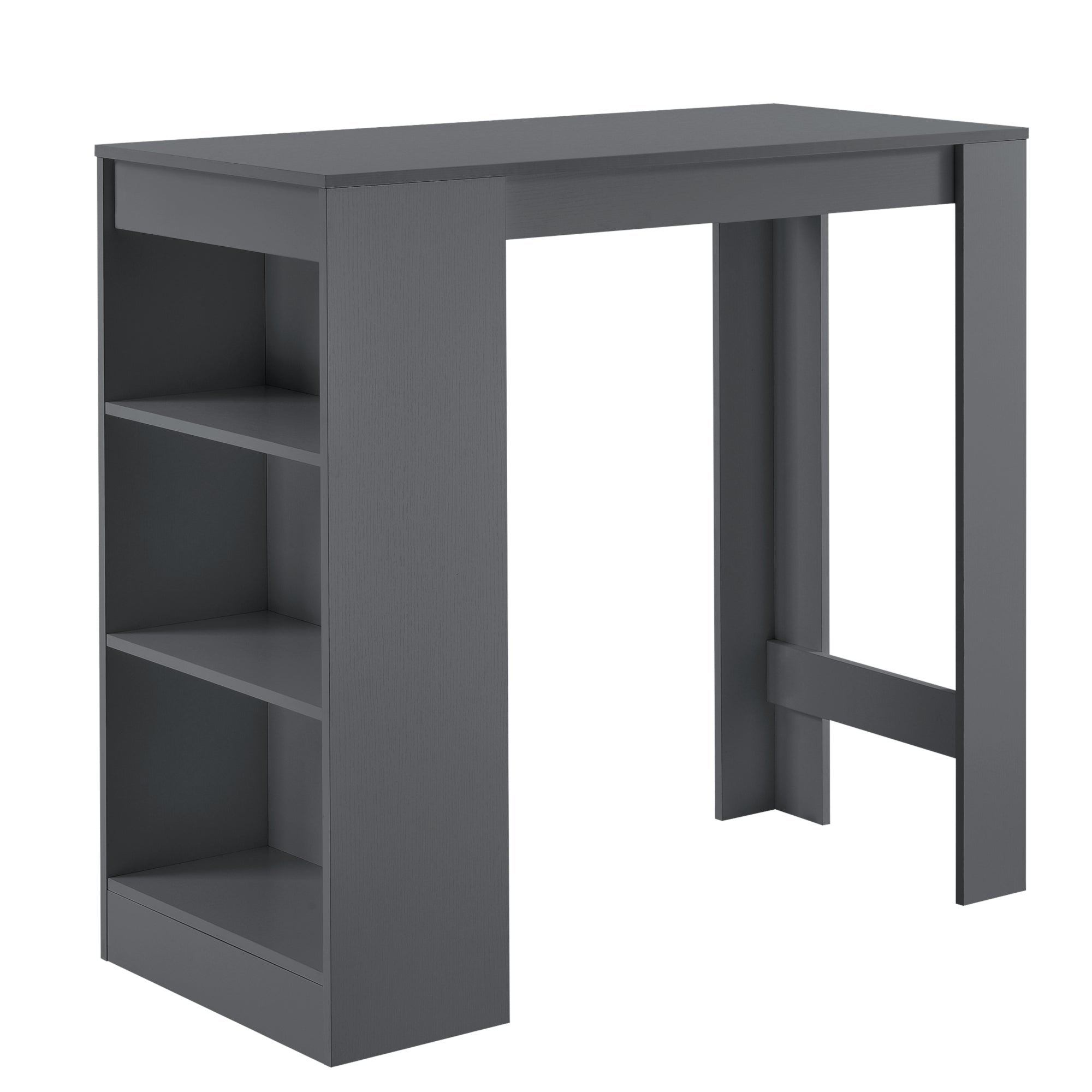Table de bar avec rangement bistro haut avec 3 étagères 110 cm gris ...