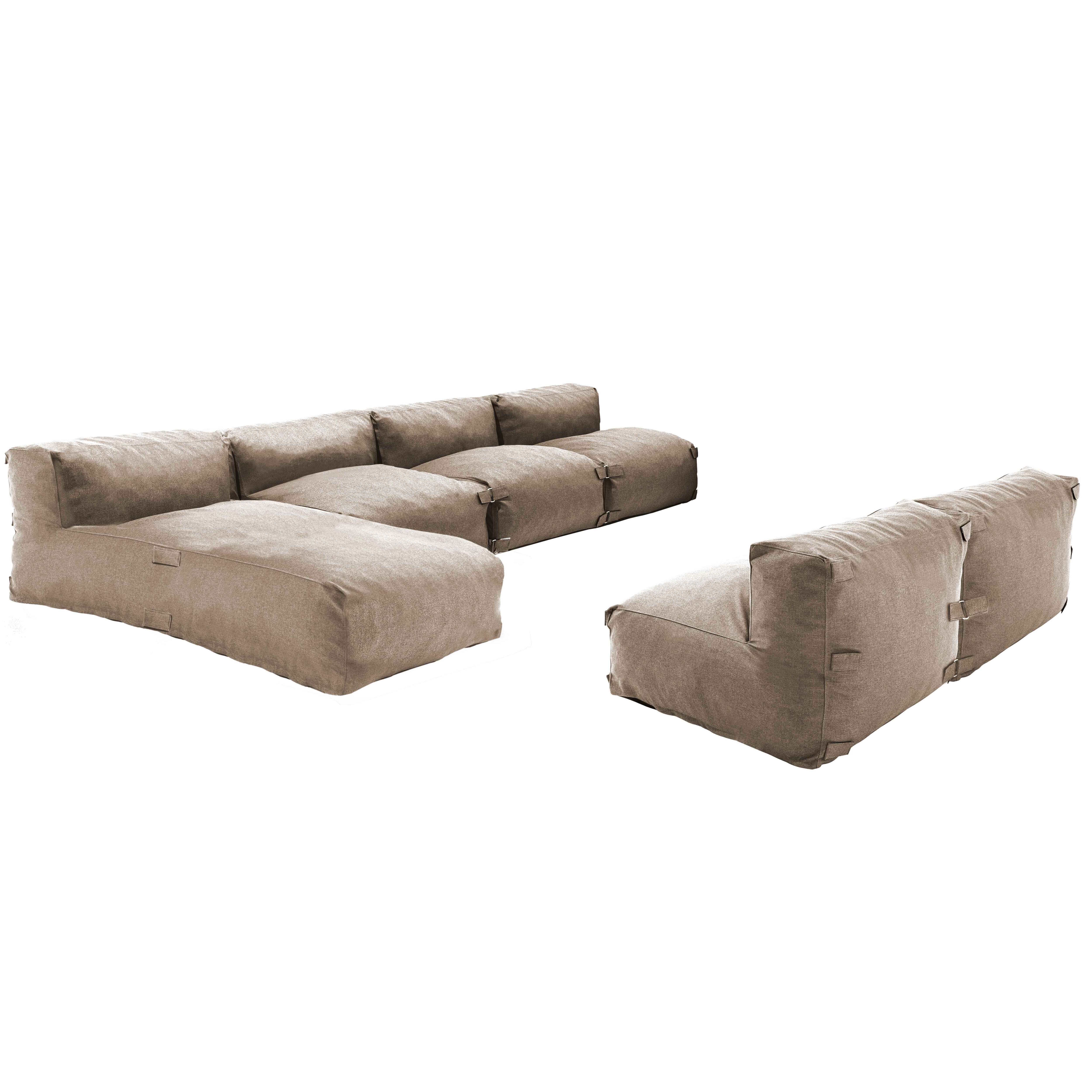 Mueble de jardín modular de 6 plazas con chaise longue beige, Mixi ...