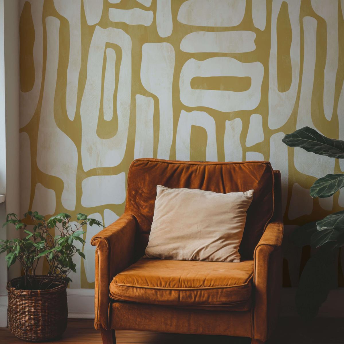 Papier peint panraomique et abstrait avec des formes organiques ...