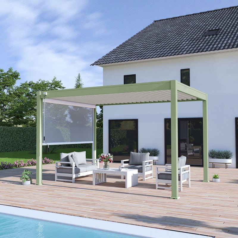 Pérgola bioclimática autoportante Ombrea VS 3x4M - Verde/Blanco | Leroy ...