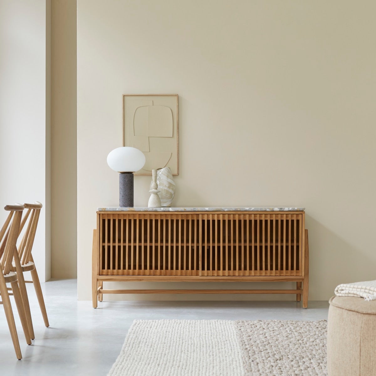 Tikamoon Aparador Isaure de madera de teca maciza y terrazo premium 160 ...