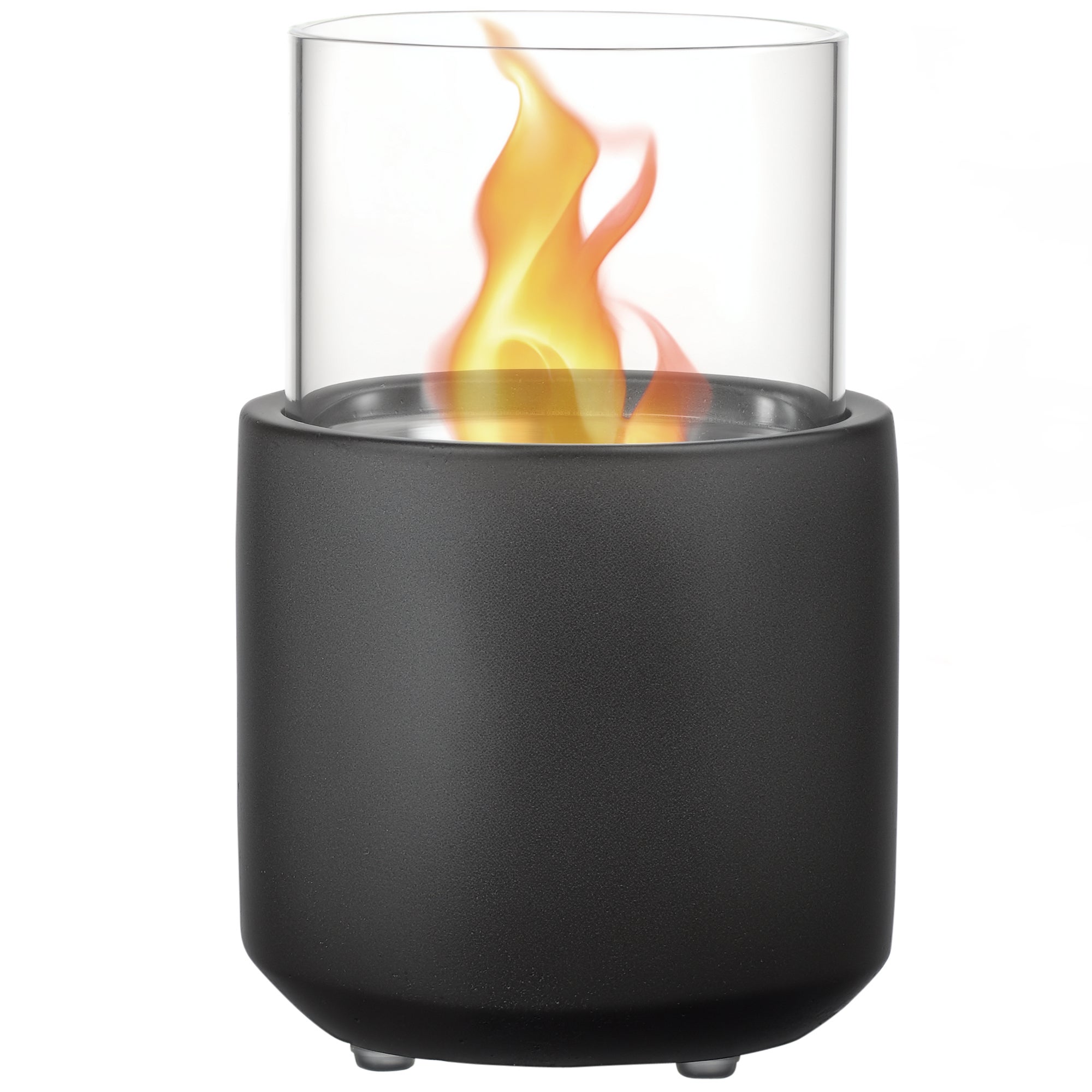 Cheminée bio éthanol de table capacité 0,4L HOMCOM 12x12x19 cm gris ...