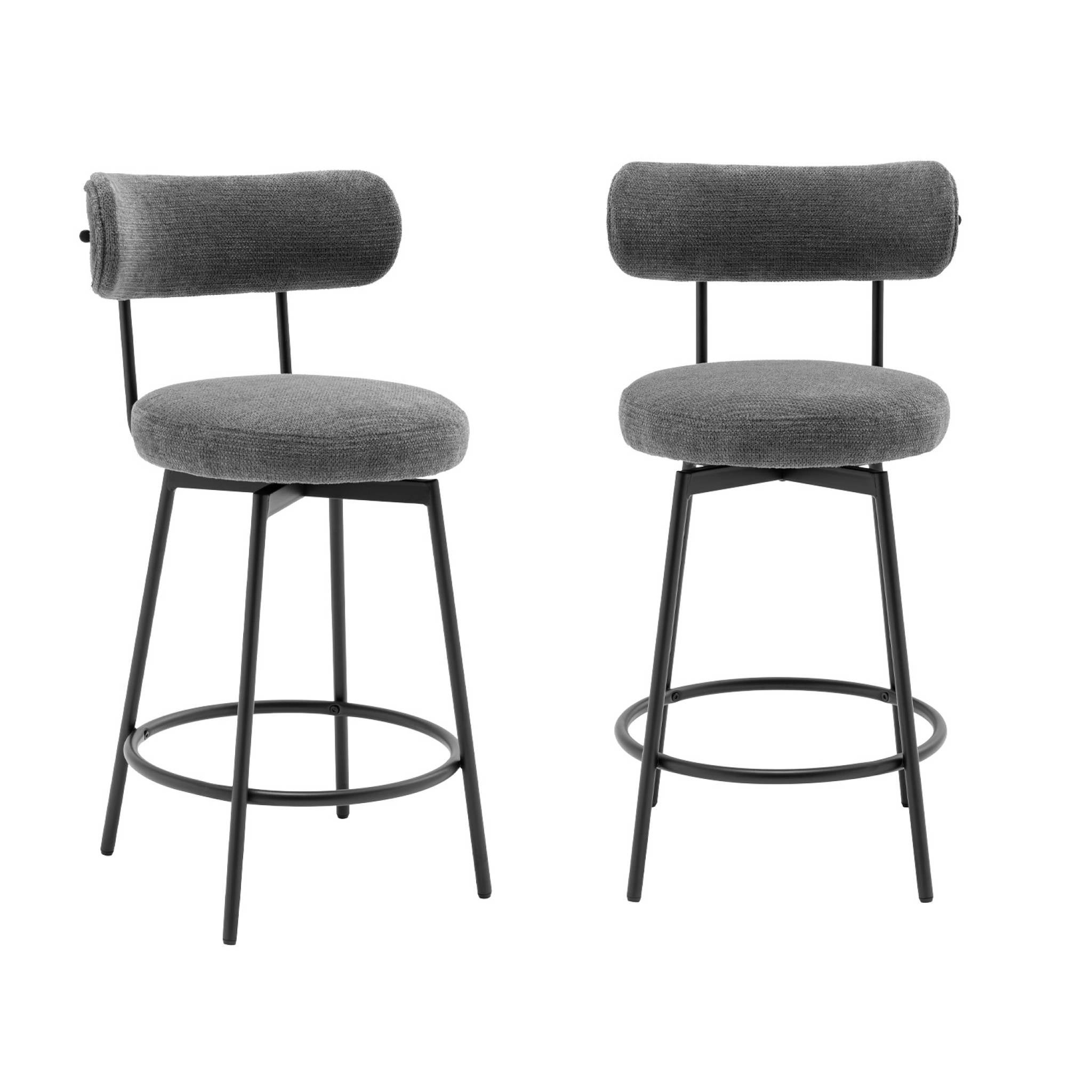 Taburete de bar asiento giratorio metal y tela simple, set de 2, Iris, Gris, 45x50x92 cm | Leroy ...