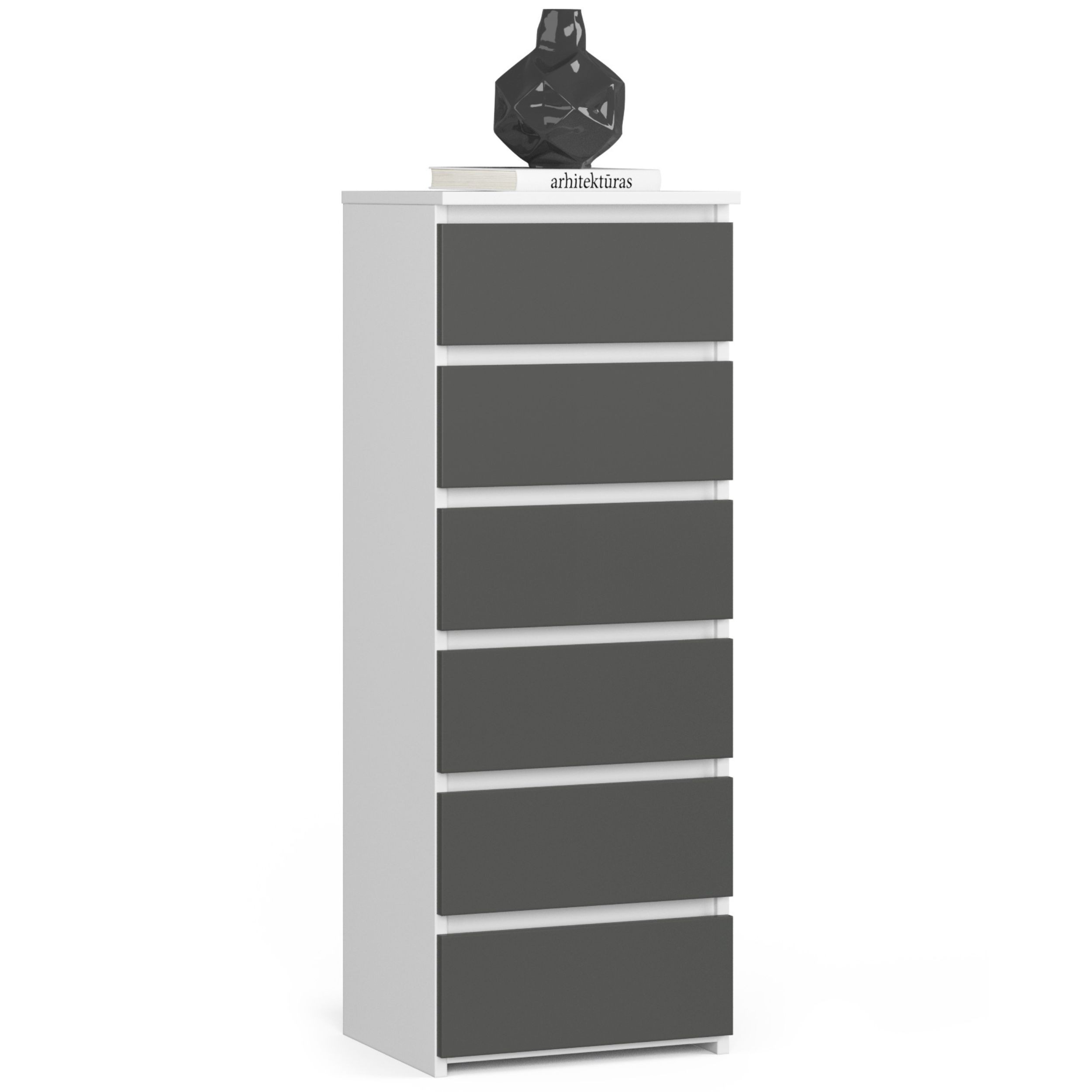 Commode : 6 tiroirs, blanc|gris graphite, 40 x 109 x 35cm | Leroy Merlin