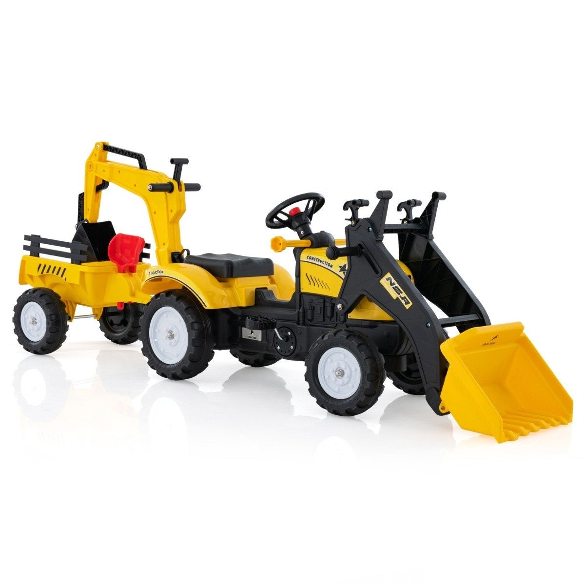 Bulldozer Excavateur Porteur Enfant 3 en 1 avec 6 Roues 178 x 42 x 60 ...
