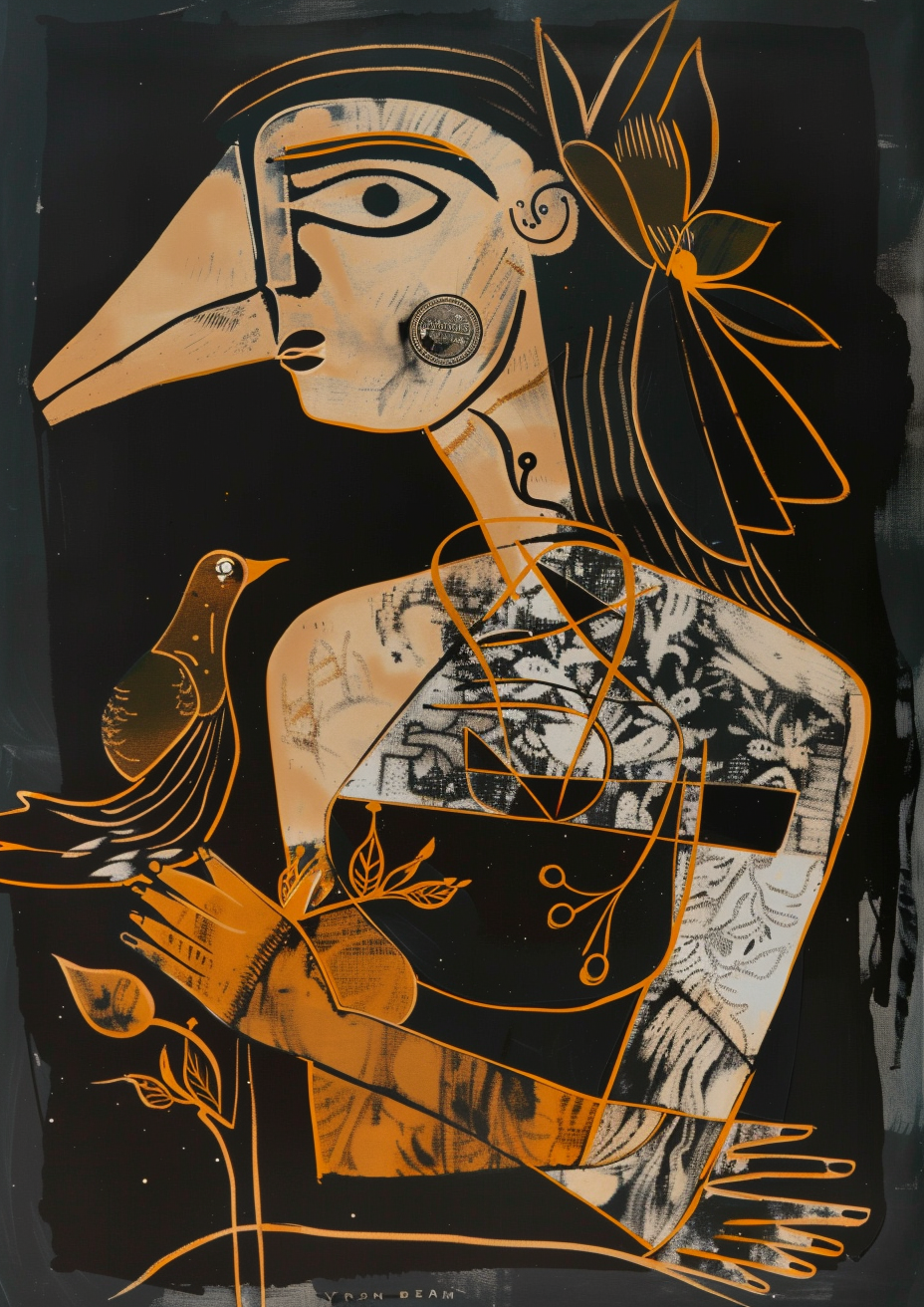 Estampe à encadrer, 70 x 100 cm. POLARTE-B Murmures de l'oiseau éternel ...