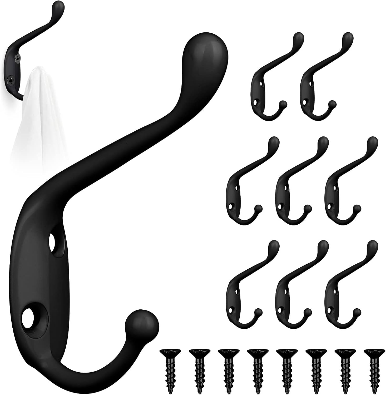 Paquete de 8 ganchos de pared con tornillos, percheros, ganchos ...