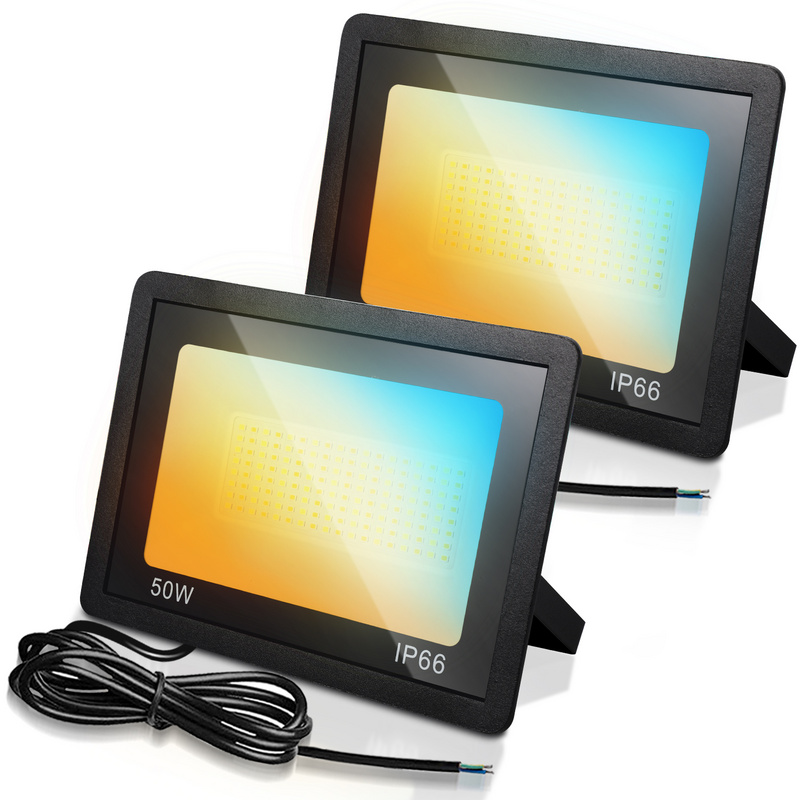 Proyector LED para exterior 2X 50W 3 colores - 3000/4000/6500K Impermeable IP66 | Leroy Merlin