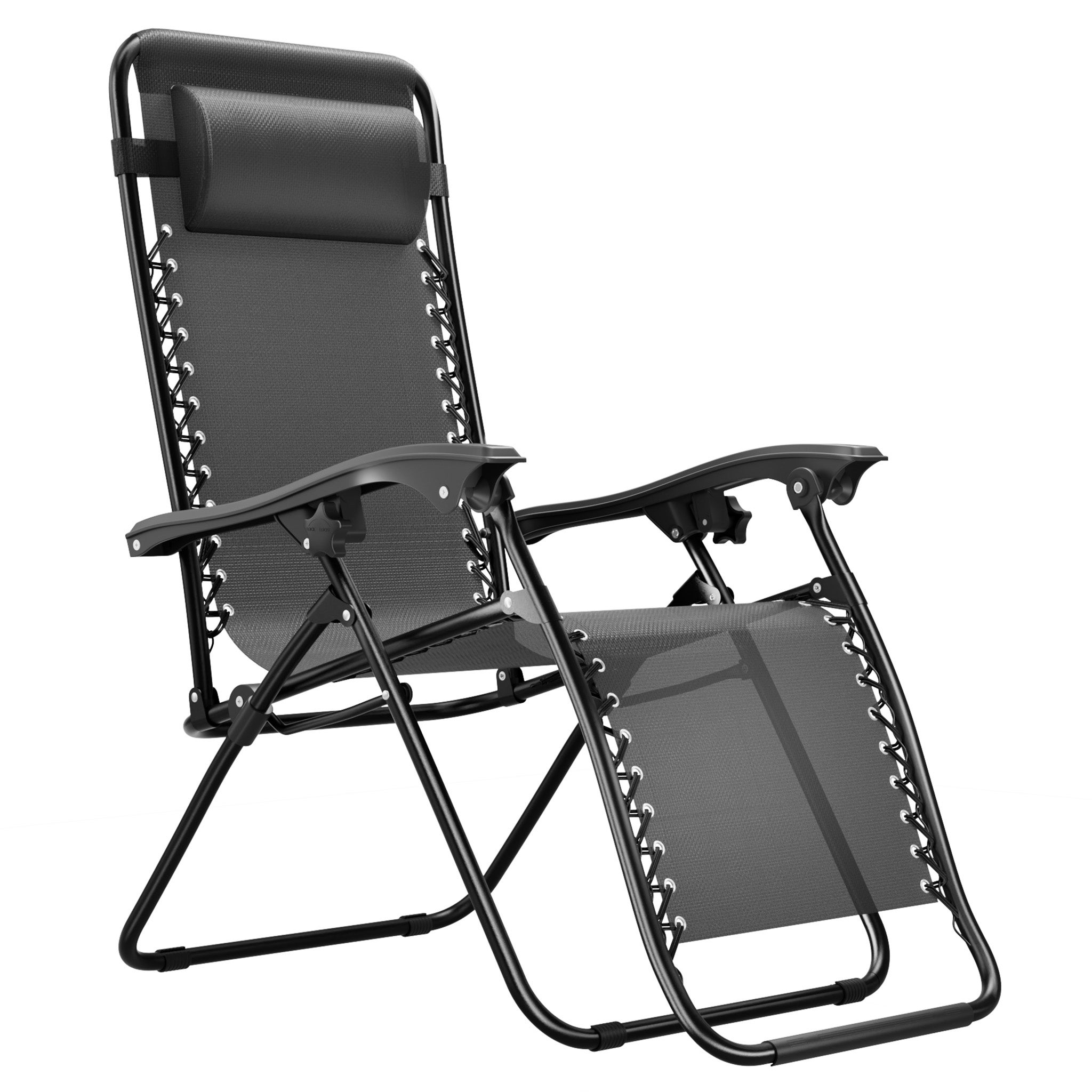 Wiltec Transat de jardin Noir 120 kg max., Transat Pliable Résistant ...