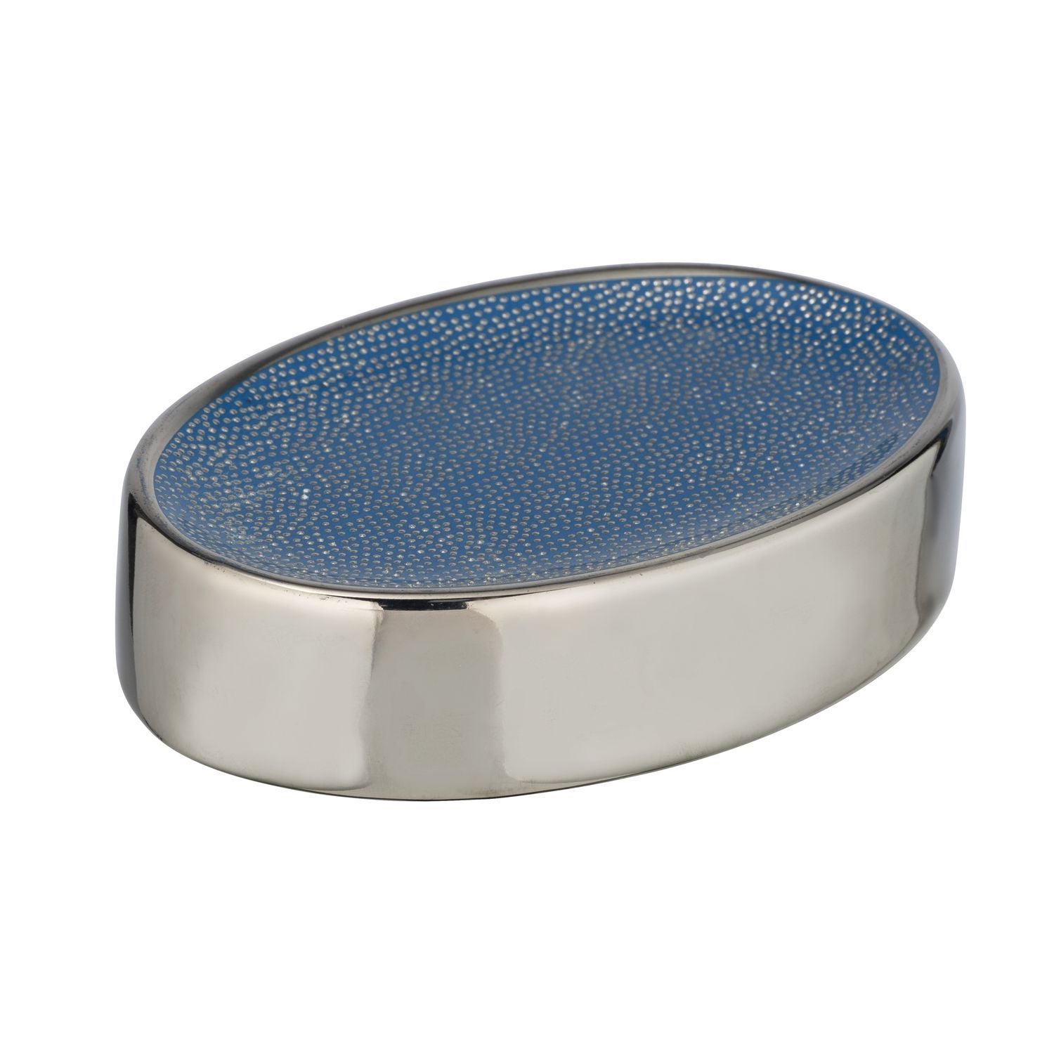 Porte savon design Nuria - Bleu et argent | Leroy Merlin