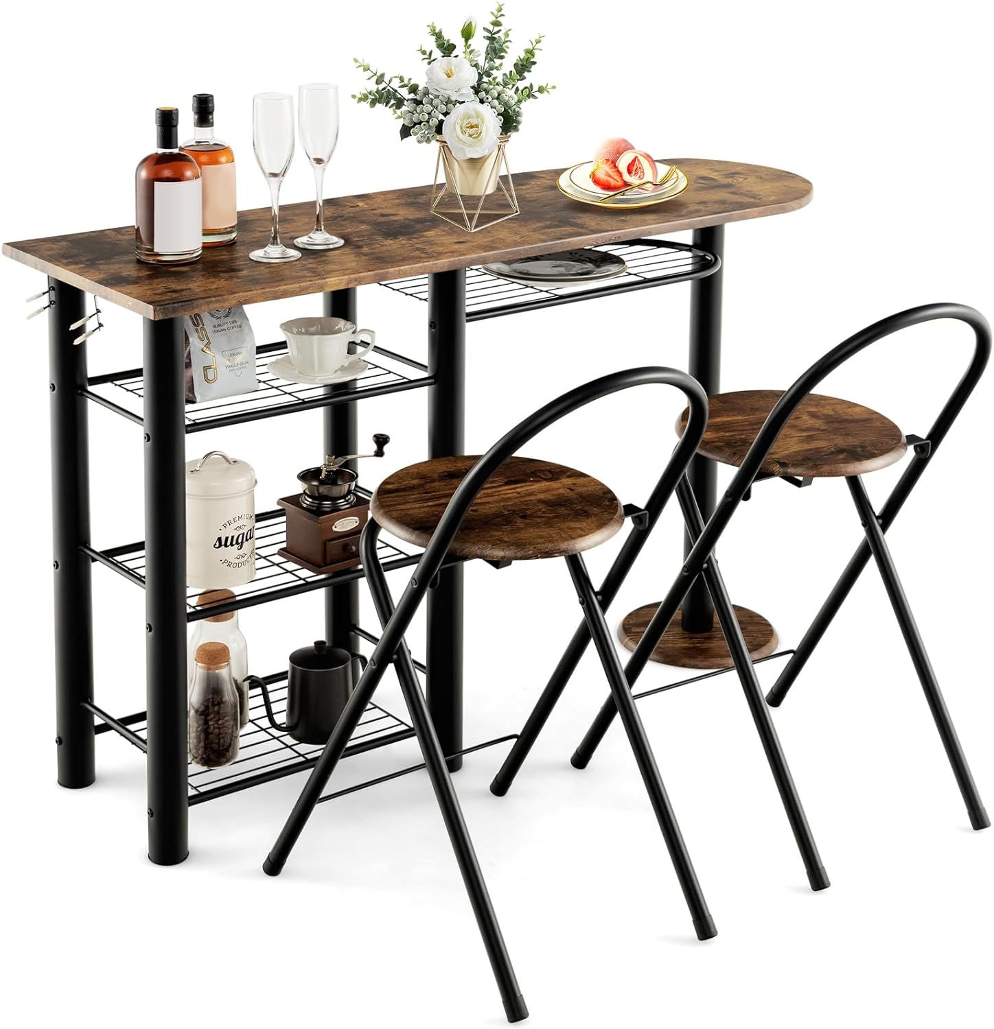 Table Haute avec Tabouret, Mange Debout avec Tabouret,Table de Bar 2 ...