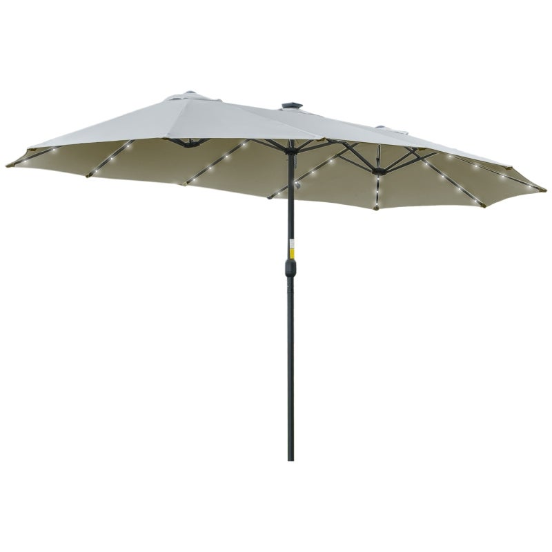 Sombrilla solar LED de 4,5 m, doble parasol de jardín ovalado en gris ...