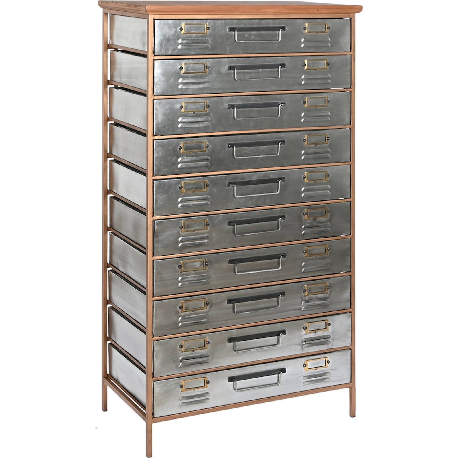 Commode élégante argentée en épicéa et métal 65,5 x 33,5 x 120,5 cm ...